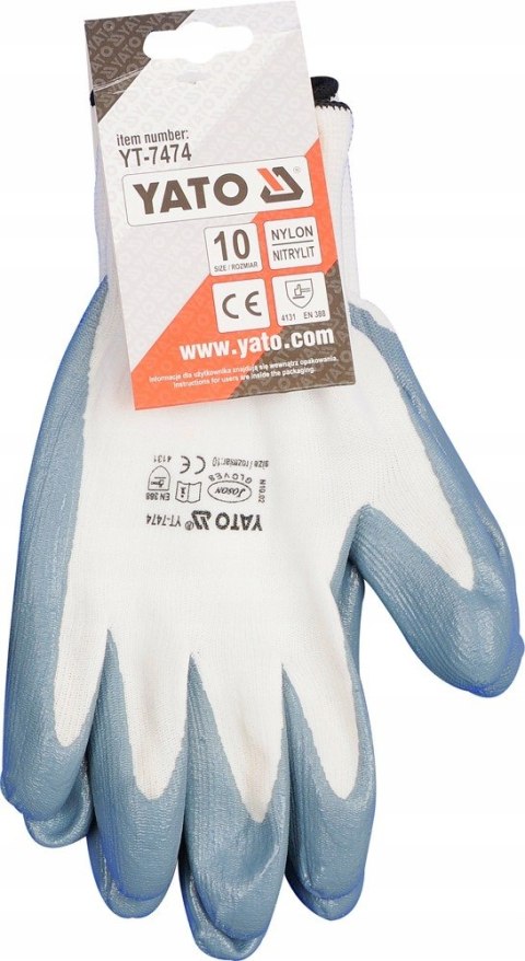 YATO YT-7474 Rękawice robocze, olejoodporne białe